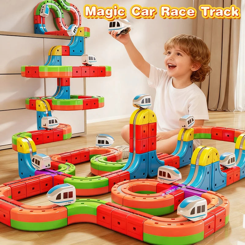 Magical Flexi-Track Train & Race Car Set – BloomingBabies